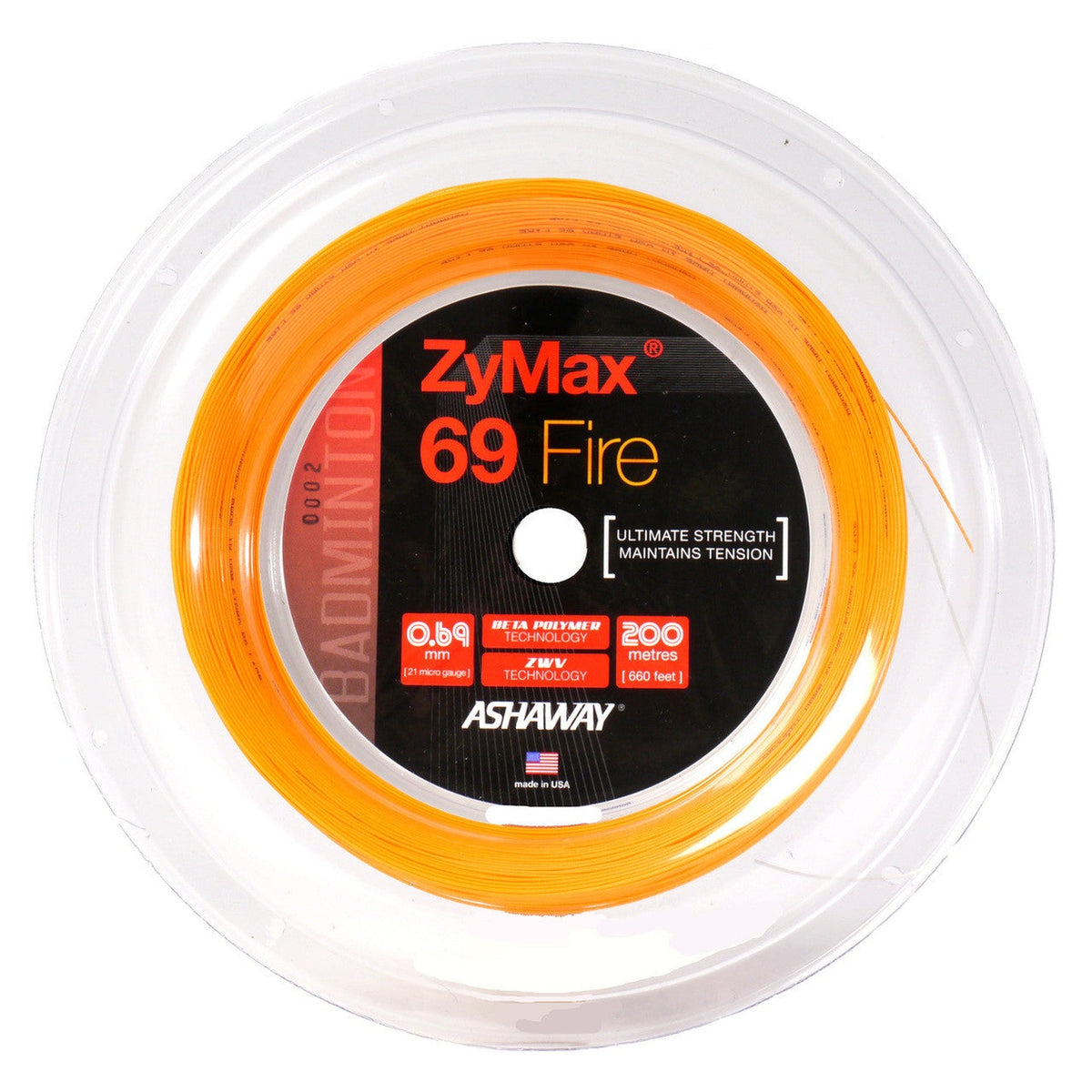 Ashaway ZyMax 69 Fire 0.69mm Badminton 200M Reel – Smash Gear